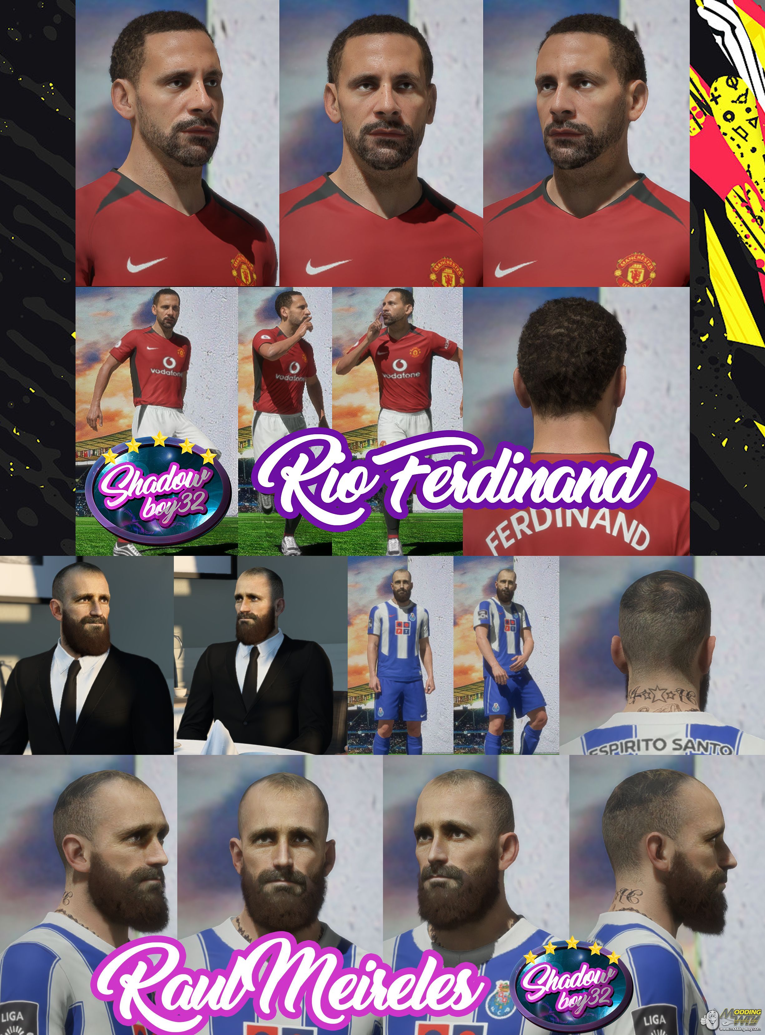 Rio Ferdinand and Raul Meireles face pack by ShadowBoy32 - FIFA 20 (www ...